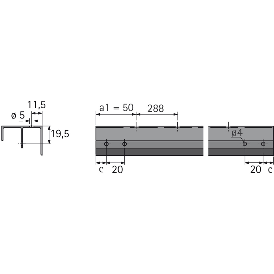 HETTICH 9184615 TopLine L dolní vodící profil STB 11.1 3000mm | Démos ...